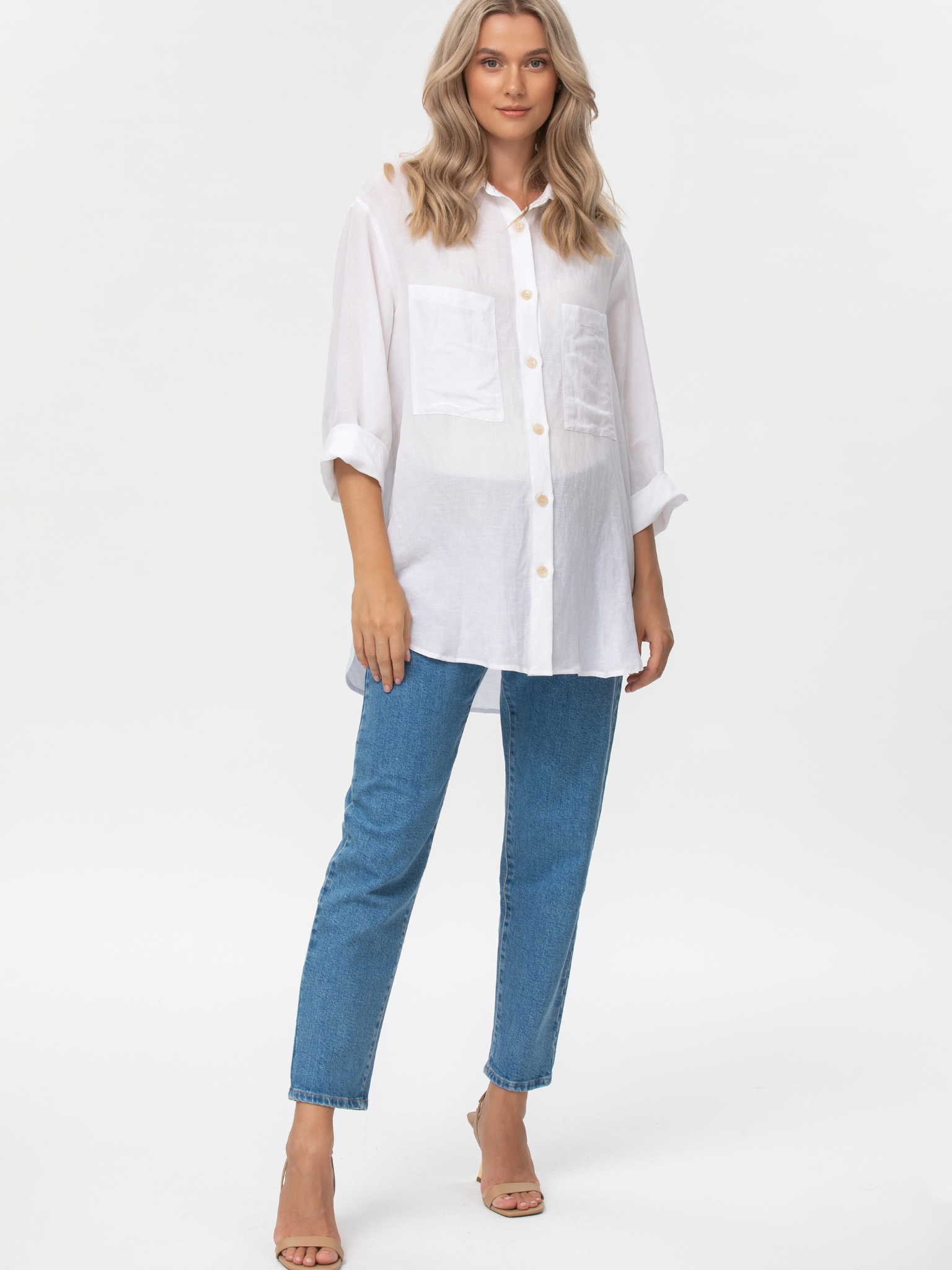 Lisa Oversized Maternity Shirt | White | Pietro Brunelli – For The Creators
