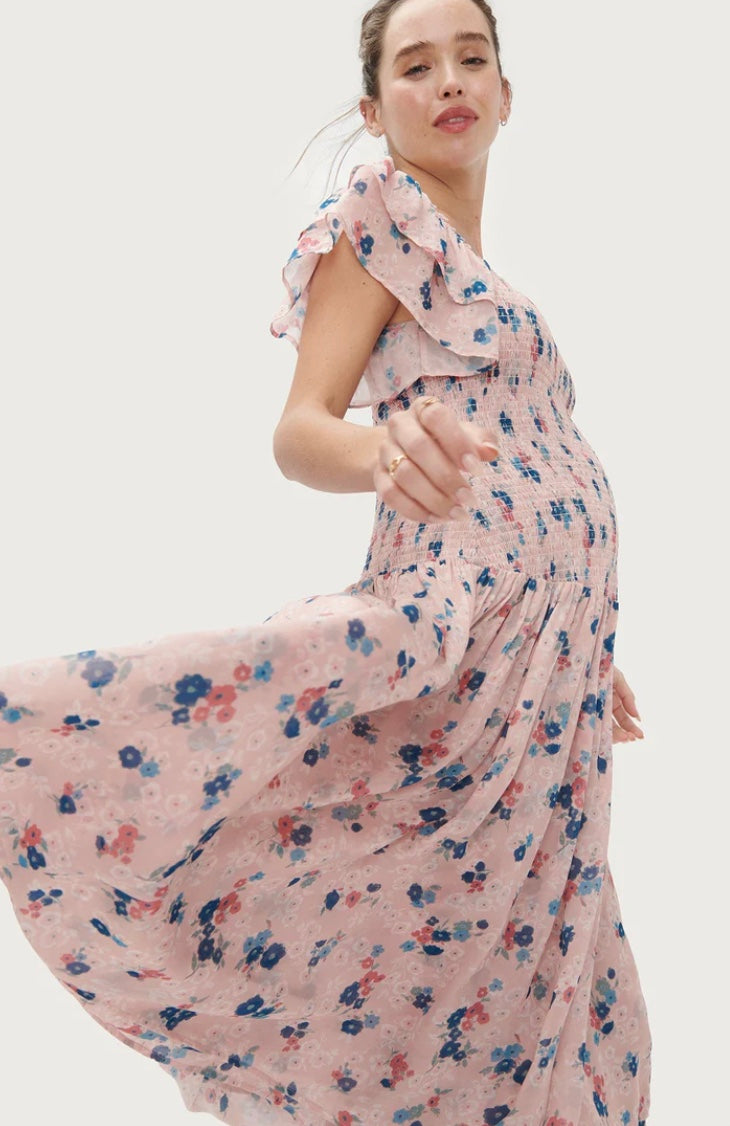 Hatch The Cosette Spring Floral Bloom Maternity Dress Pink – For The ...