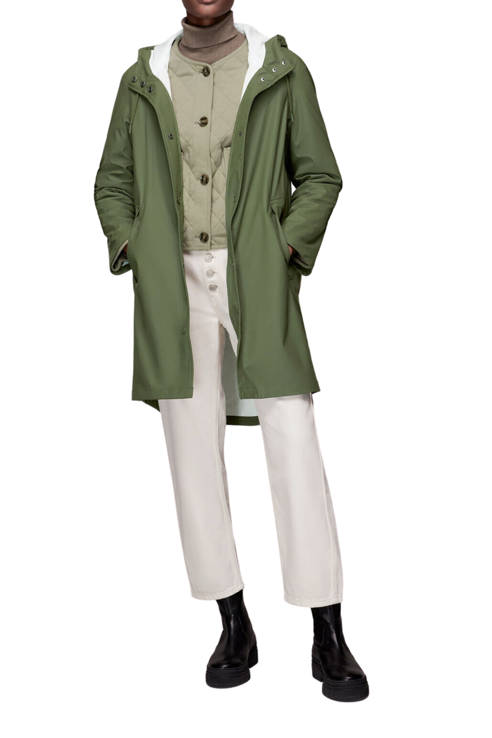 Whistles Water Resistant Mac Khaki Green - Sale – For The Creators
