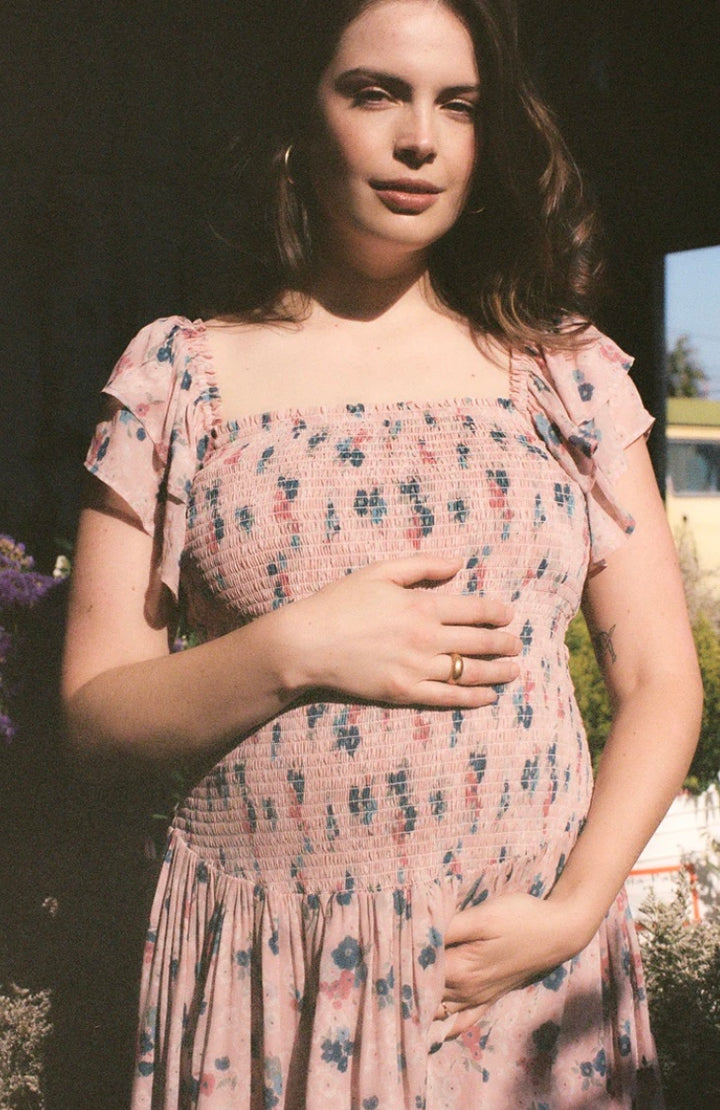 Hatch The Cosette Spring Floral Bloom Maternity Dress Pink – For The ...