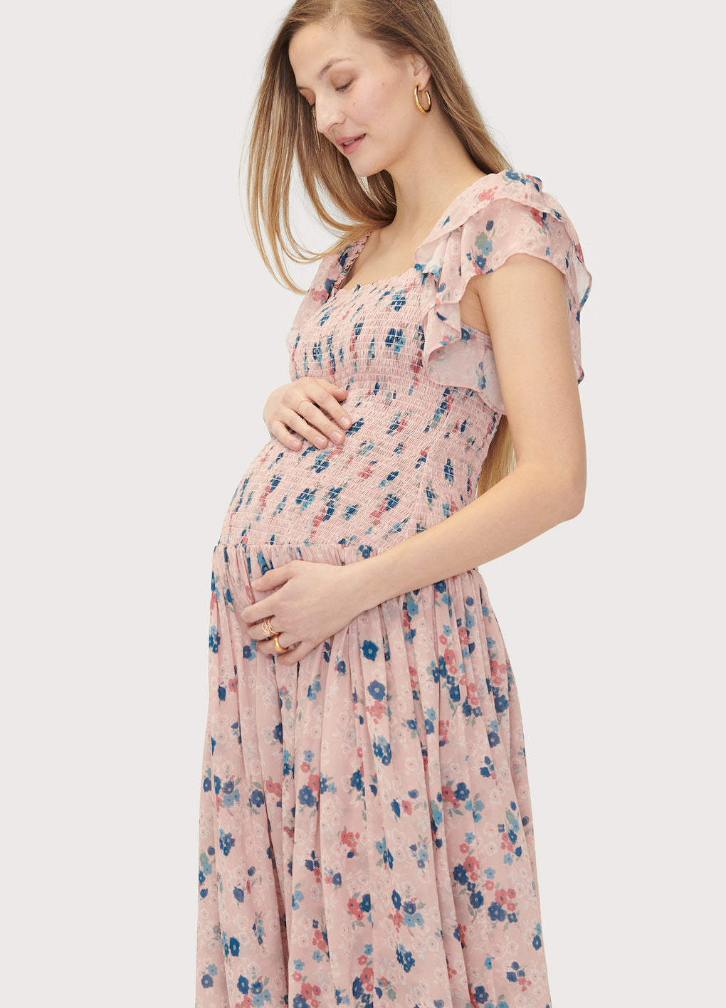 Hatch The Cosette Spring Floral Bloom Maternity Dress Pink – For The ...