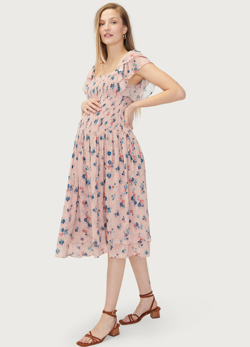 Hatch The Cosette Spring Floral Bloom Maternity Dress Pink – For The ...