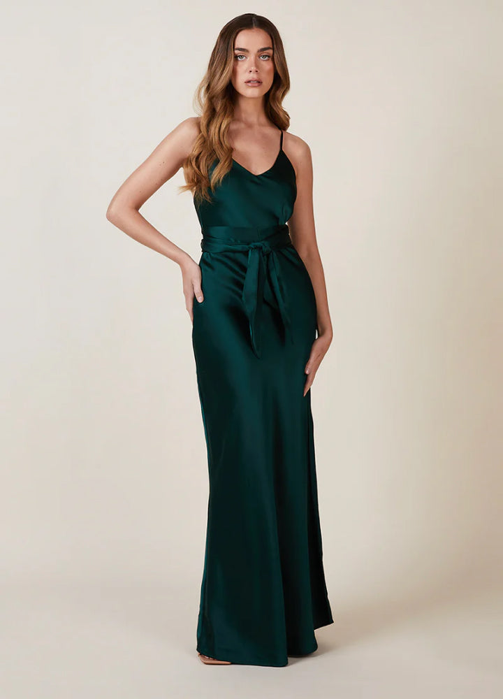 Rewritten The Brooklyn Satin Maxi Dress Forest Green – For The Creators